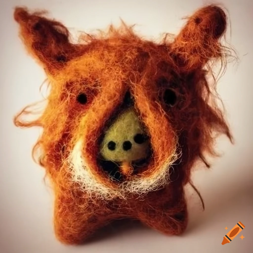 Felted wool creatures in masks and costumes on Craiyon