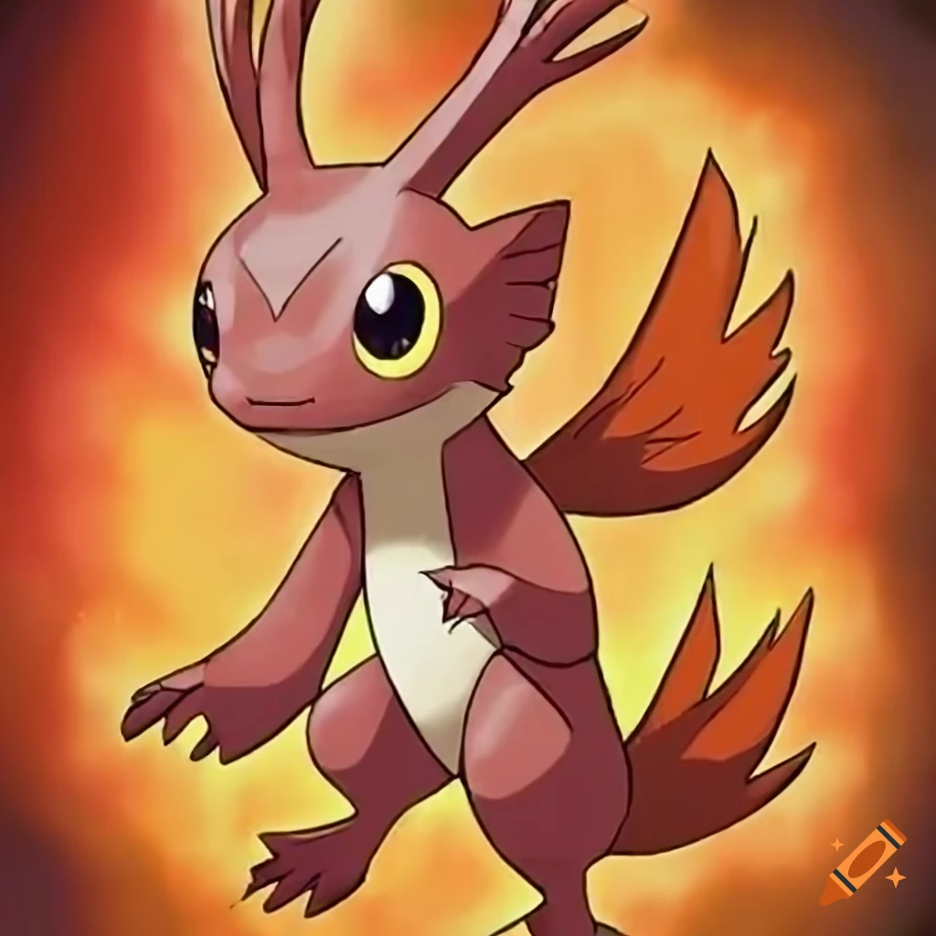 Image of a small fiery Pokémon called Emberling on Craiyon