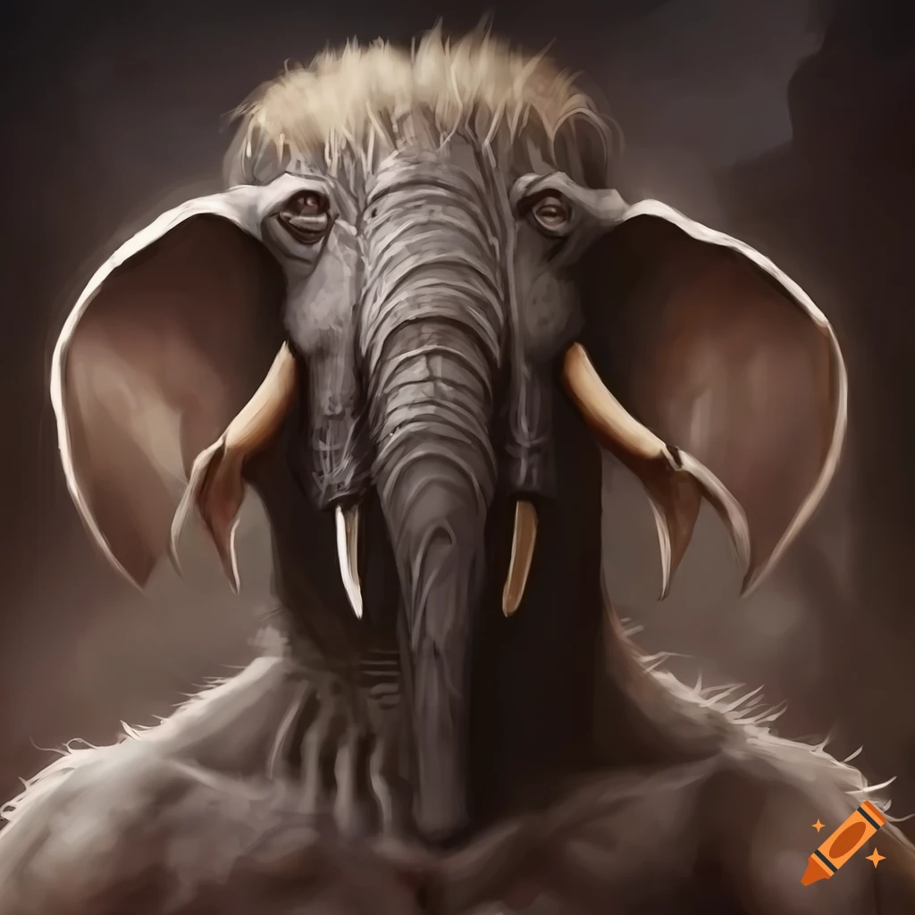 Detailed artwork of a loxodon warrior on Craiyon