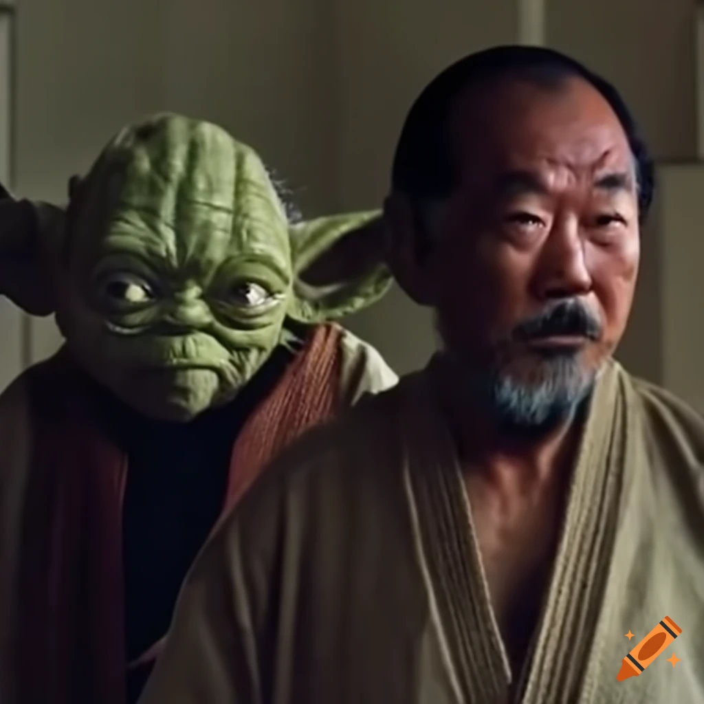 Yoda and mr. miyagi having an intense fight on Craiyon