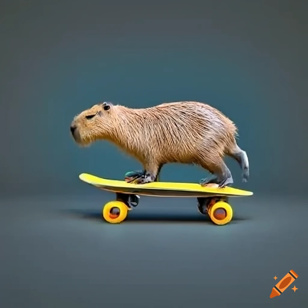 Capybara skateboarding on Craiyon