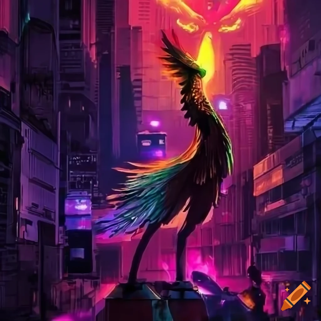 Cyberpunk phoenix artwork on Craiyon