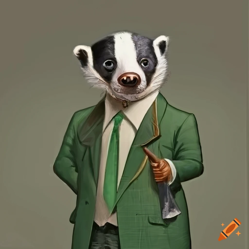 Portrait of a stylish anthropomorphic badger on Craiyon