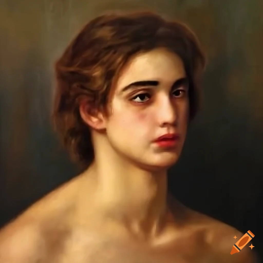 Young man with long hair in pre-raphaelite style on Craiyon