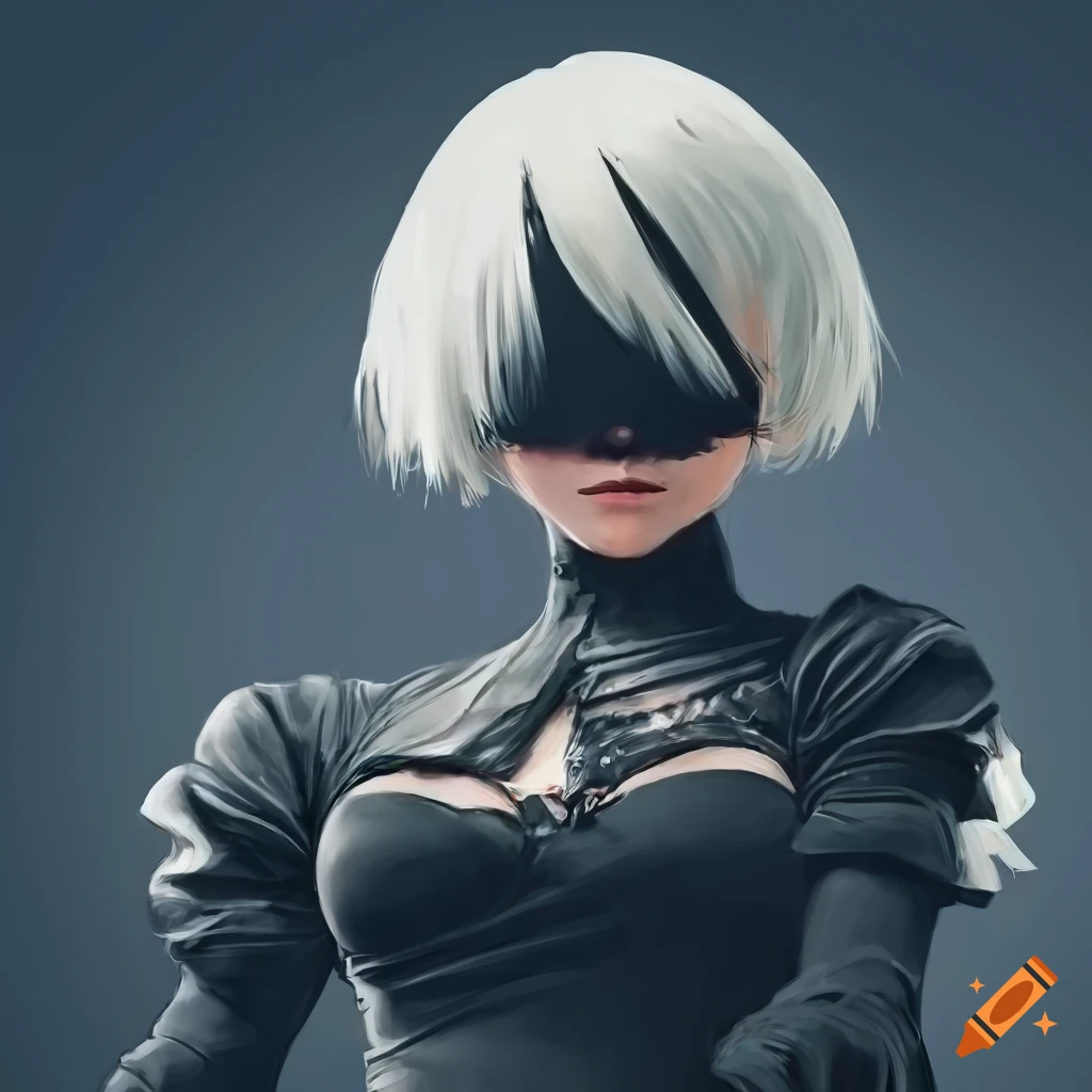 Nier automata game with intense action and stunning visuals on Craiyon