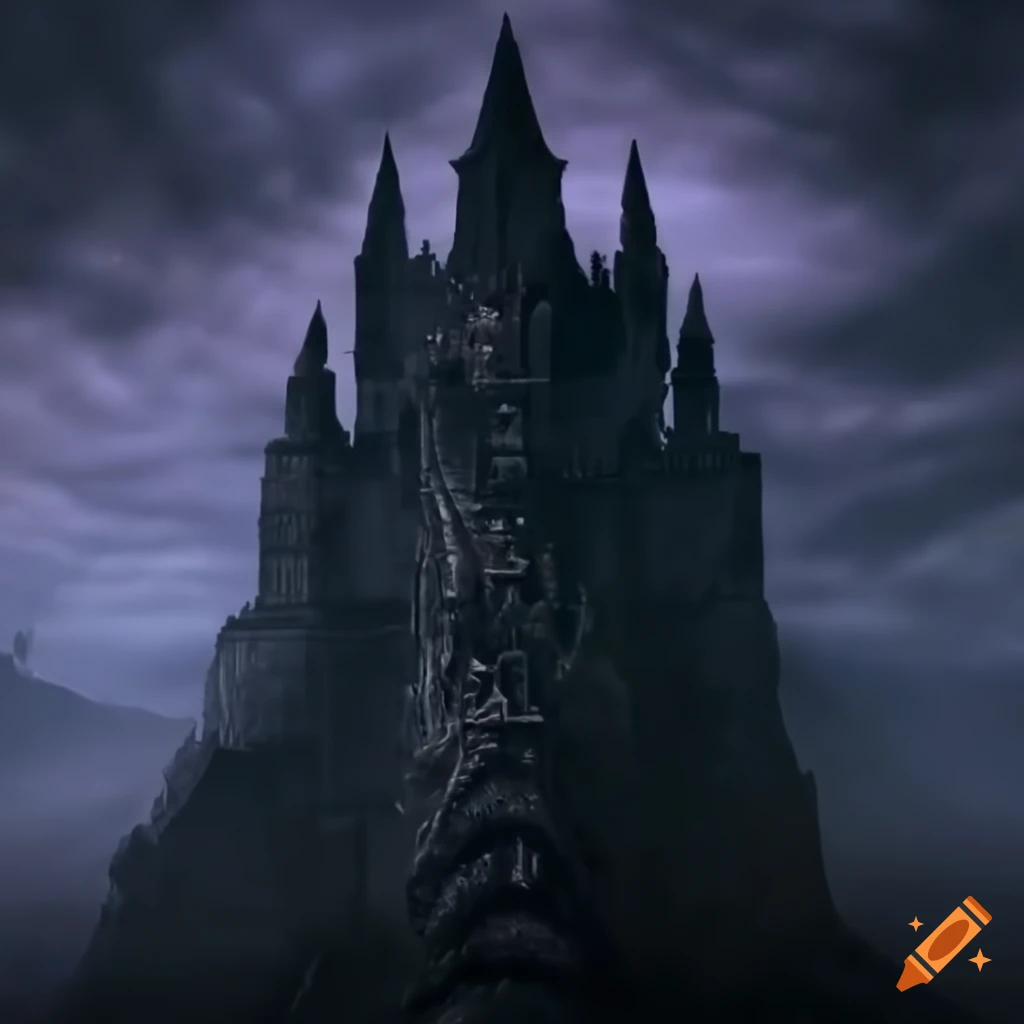 Dark souls 3 game scene in front of an imposing castle on Craiyon