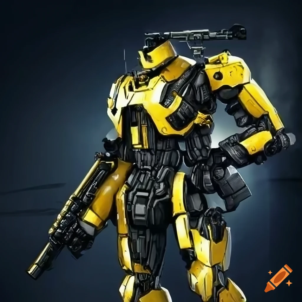 Indigo and yellow mecha tiger illustration on Craiyon