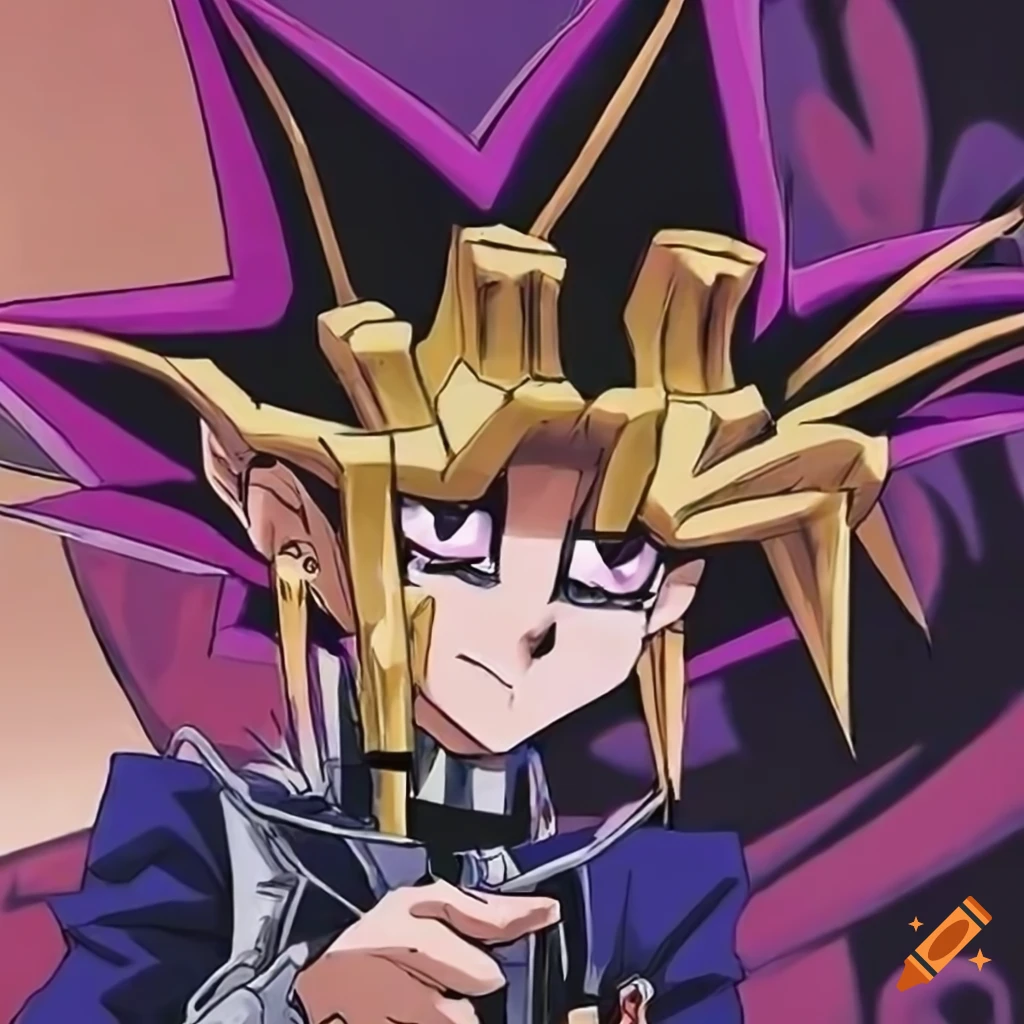 Yugi from yu-gi-oh! playing uno on Craiyon