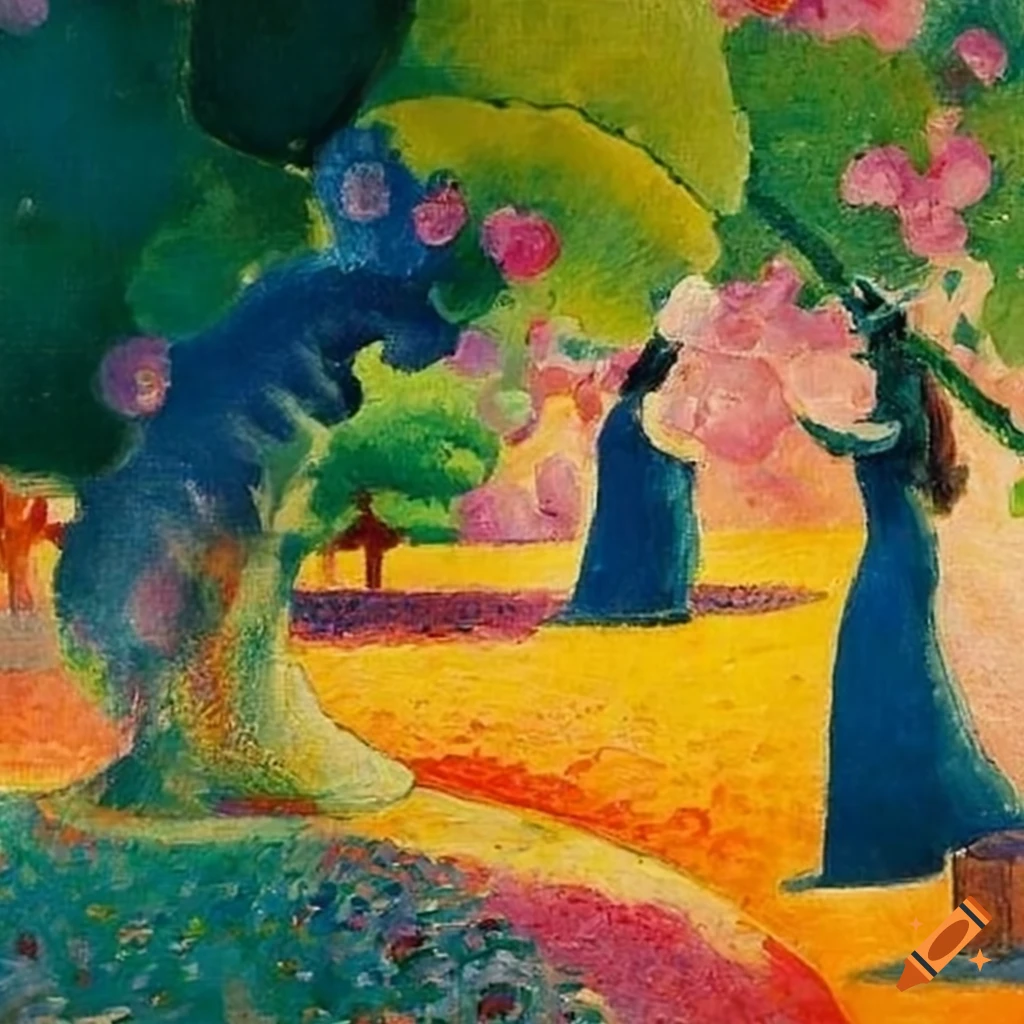 Impressionist painting of a garden party