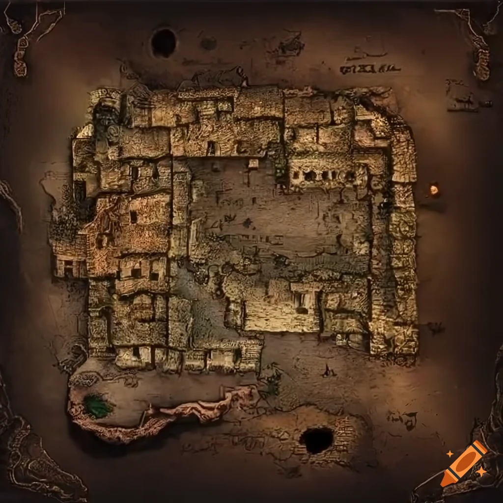 Top-down map of ancient ruins on Craiyon