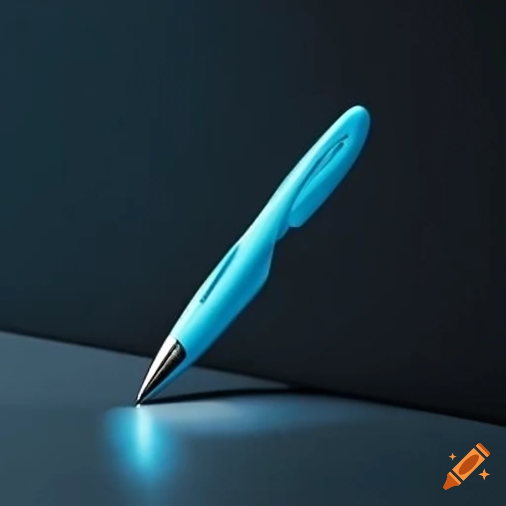 Innovative curved pen with brand name on Craiyon