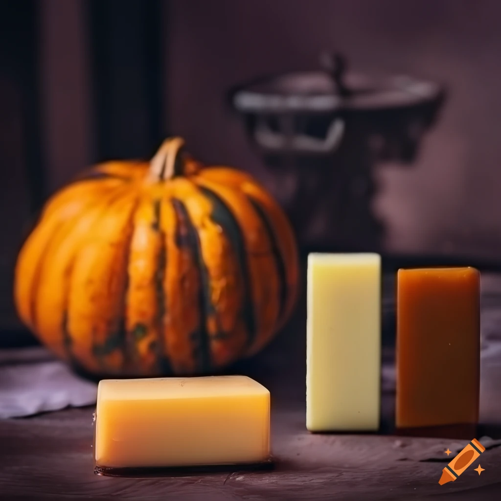 Vibrant still life of artisanal bar soaps on rustic background