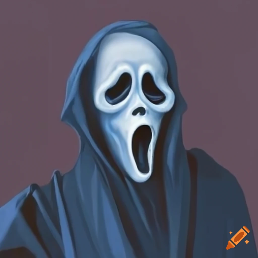 Thomas the train dressed as ghost face from scream on Craiyon