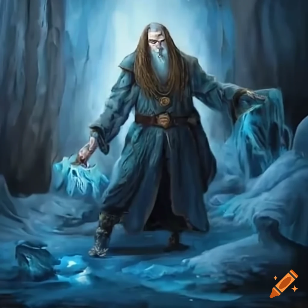 Image of a Norse wizard casting ice spells on Craiyon
