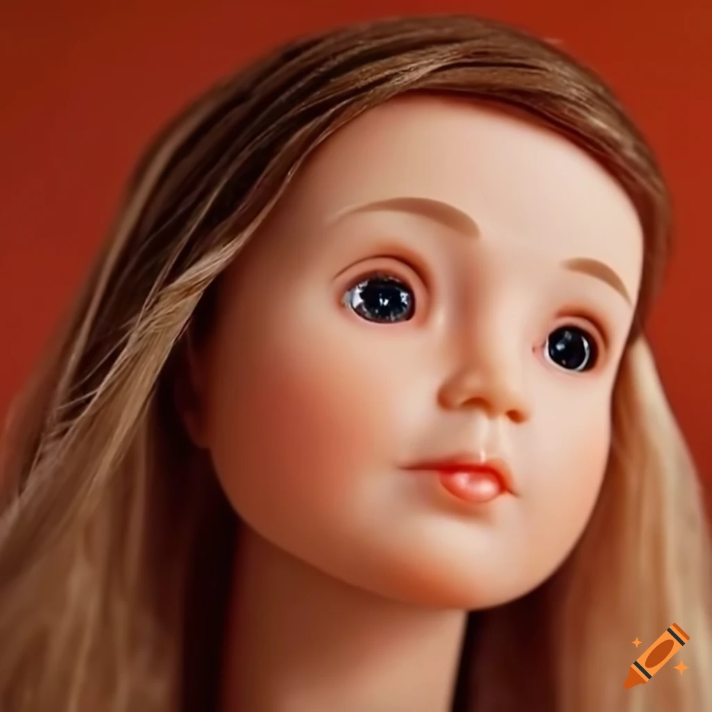 Realistic portrait of a woman morphing into a doll on Craiyon
