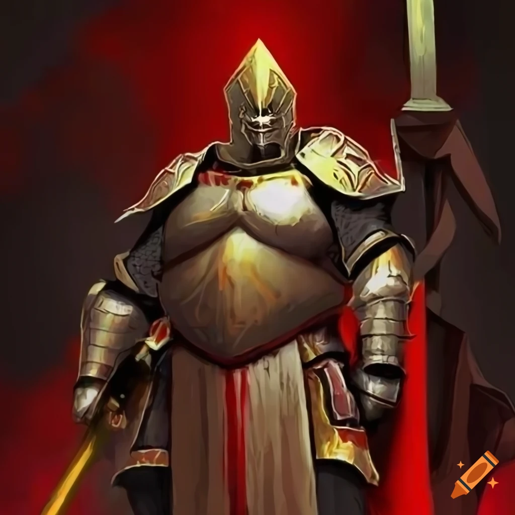 Illustration of a powerful warrior in red and green armor on Craiyon