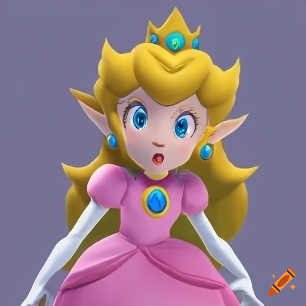 Princess peach and link in a costume swap on Craiyon