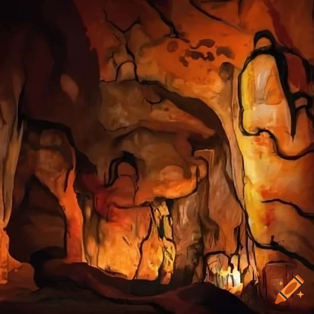 Cave paintings inspired by among us game on Craiyon