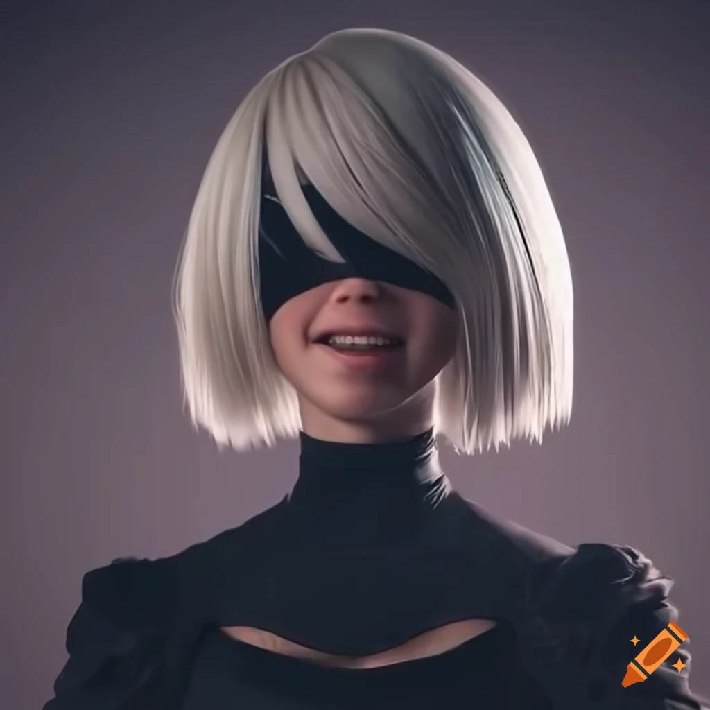 2b from nier automata reimagined as a human on Craiyon
