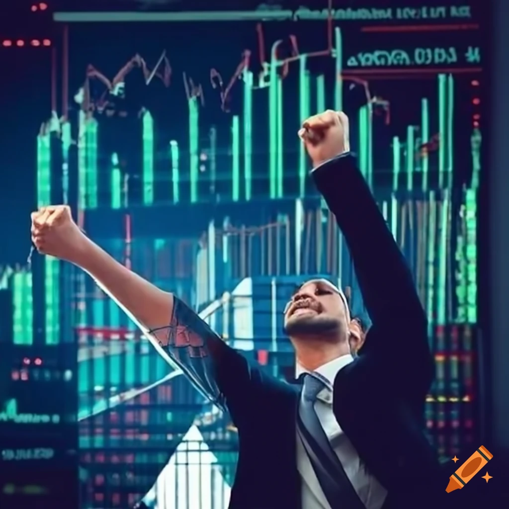 Celebrating success in trading market on Craiyon