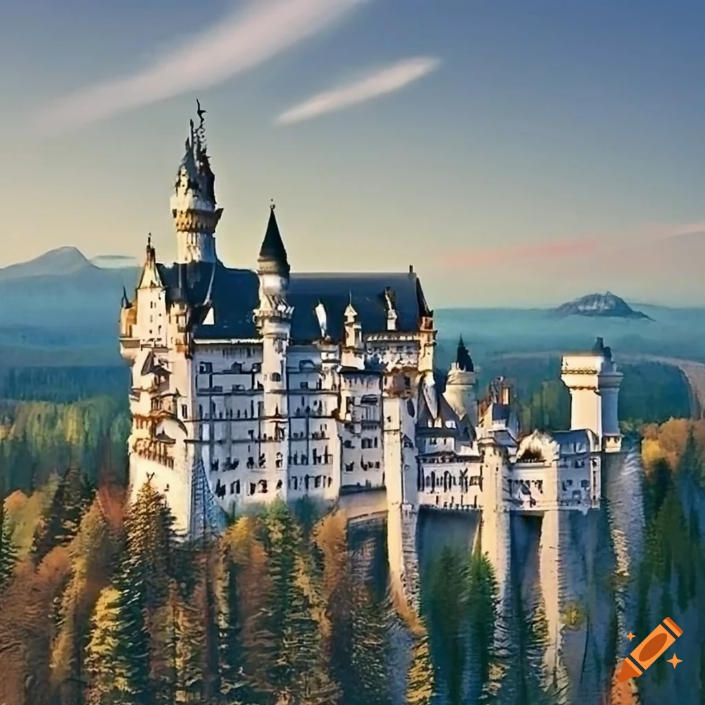 Neuschwanstein castle drawing on Craiyon