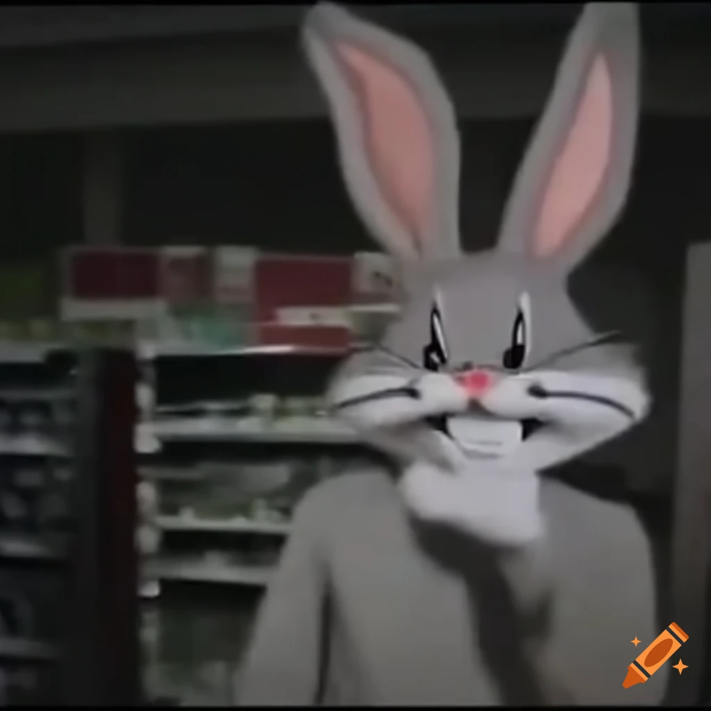 Creepy footage of bugs bunny break-dancing in a grocery store on Craiyon