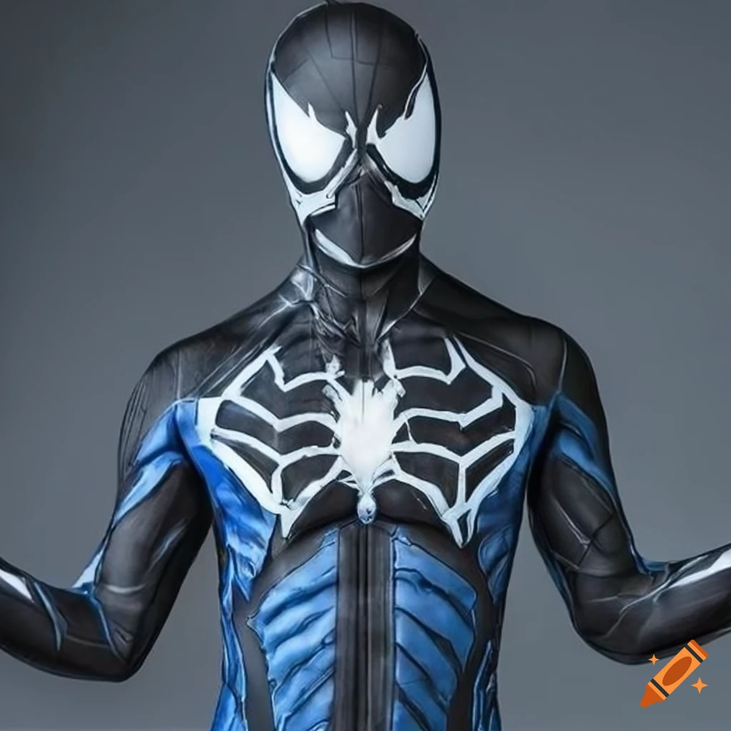 Black and blue symbiote suit with spider emblem on Craiyon