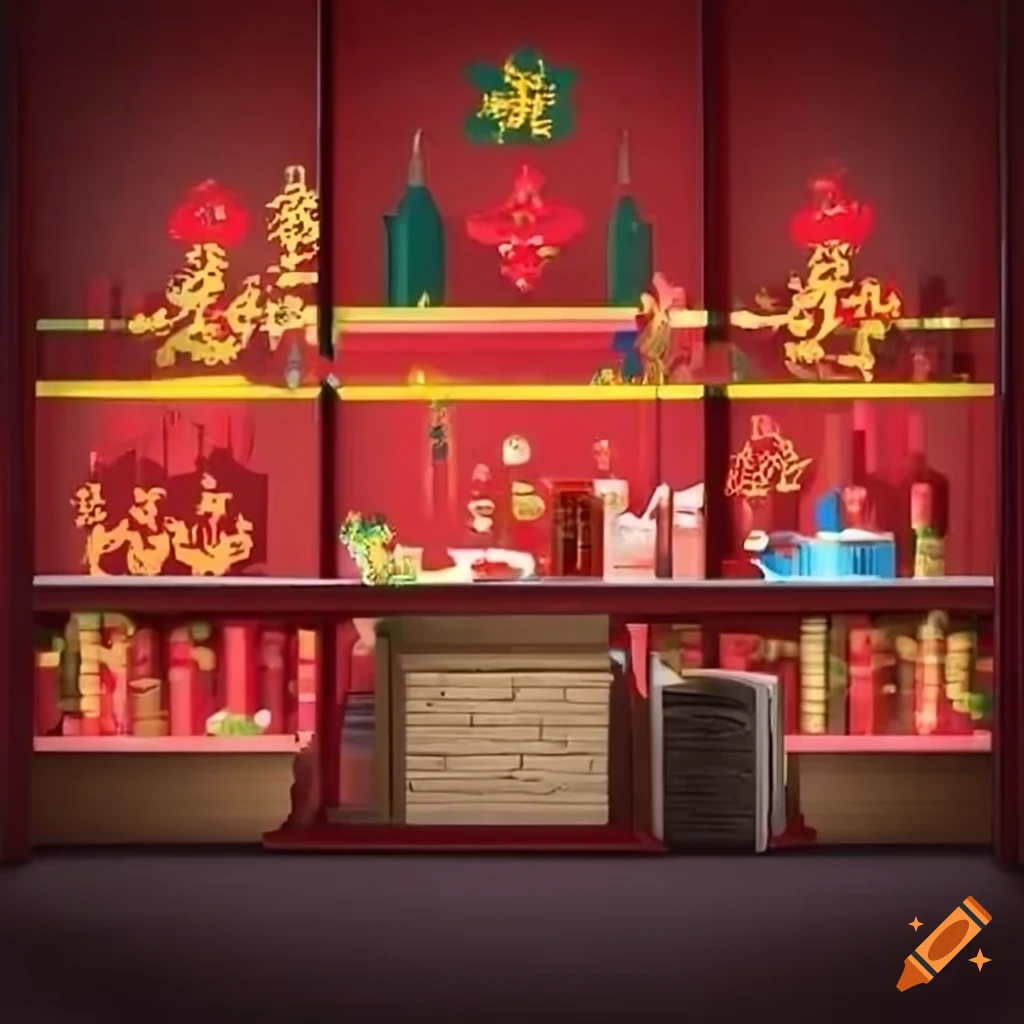 Chinese new year household scene with colored firecrackers on Craiyon