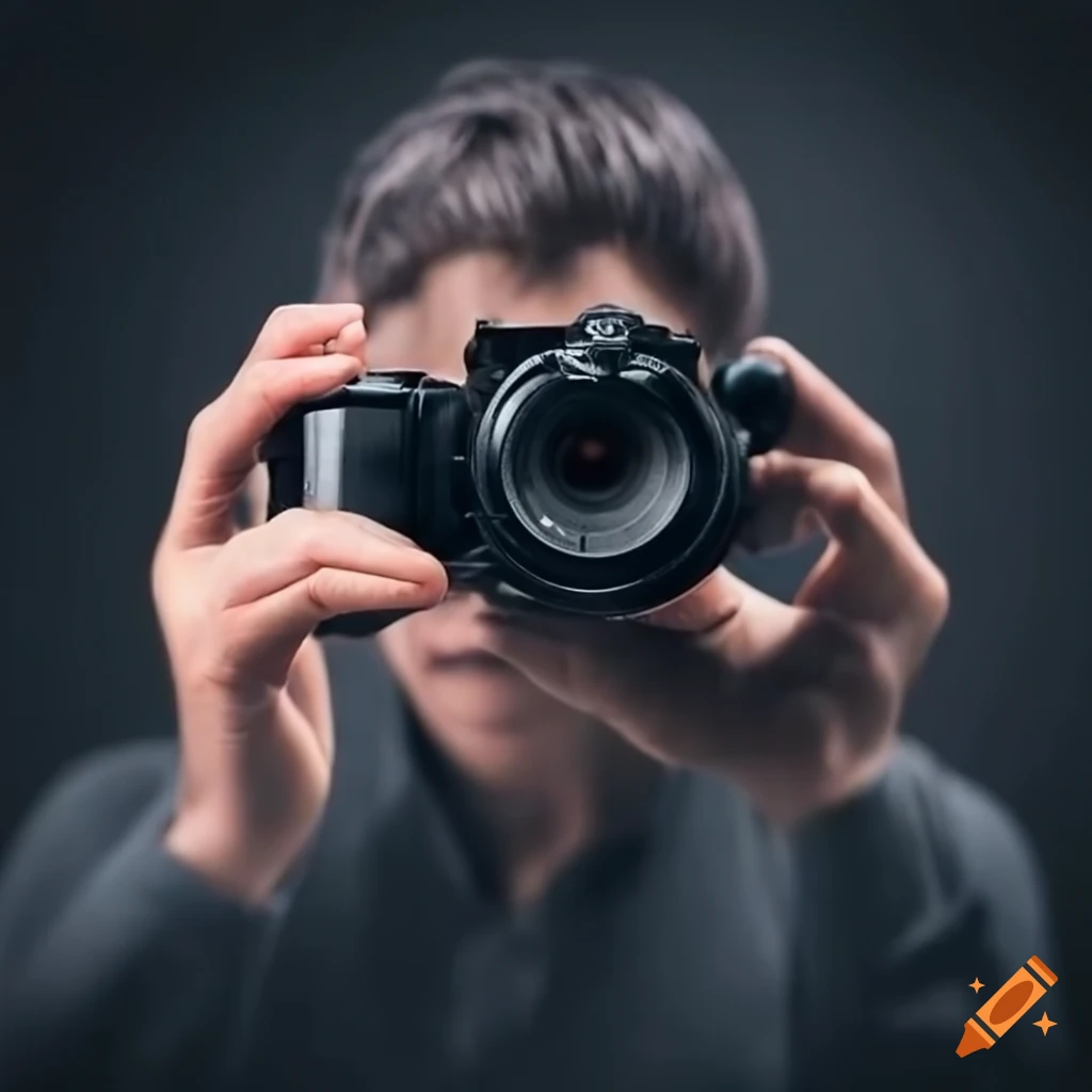 Portrait of a photographer with a camera on Craiyon