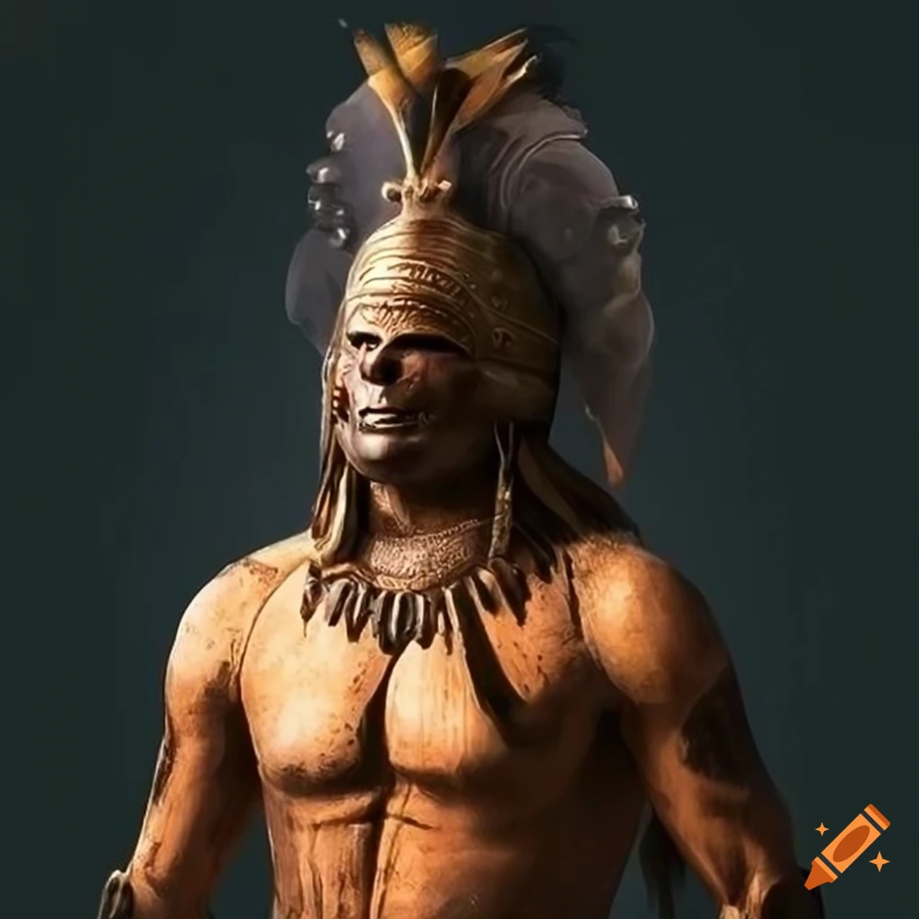 Image of a khoisan warrior in bronze armor on Craiyon