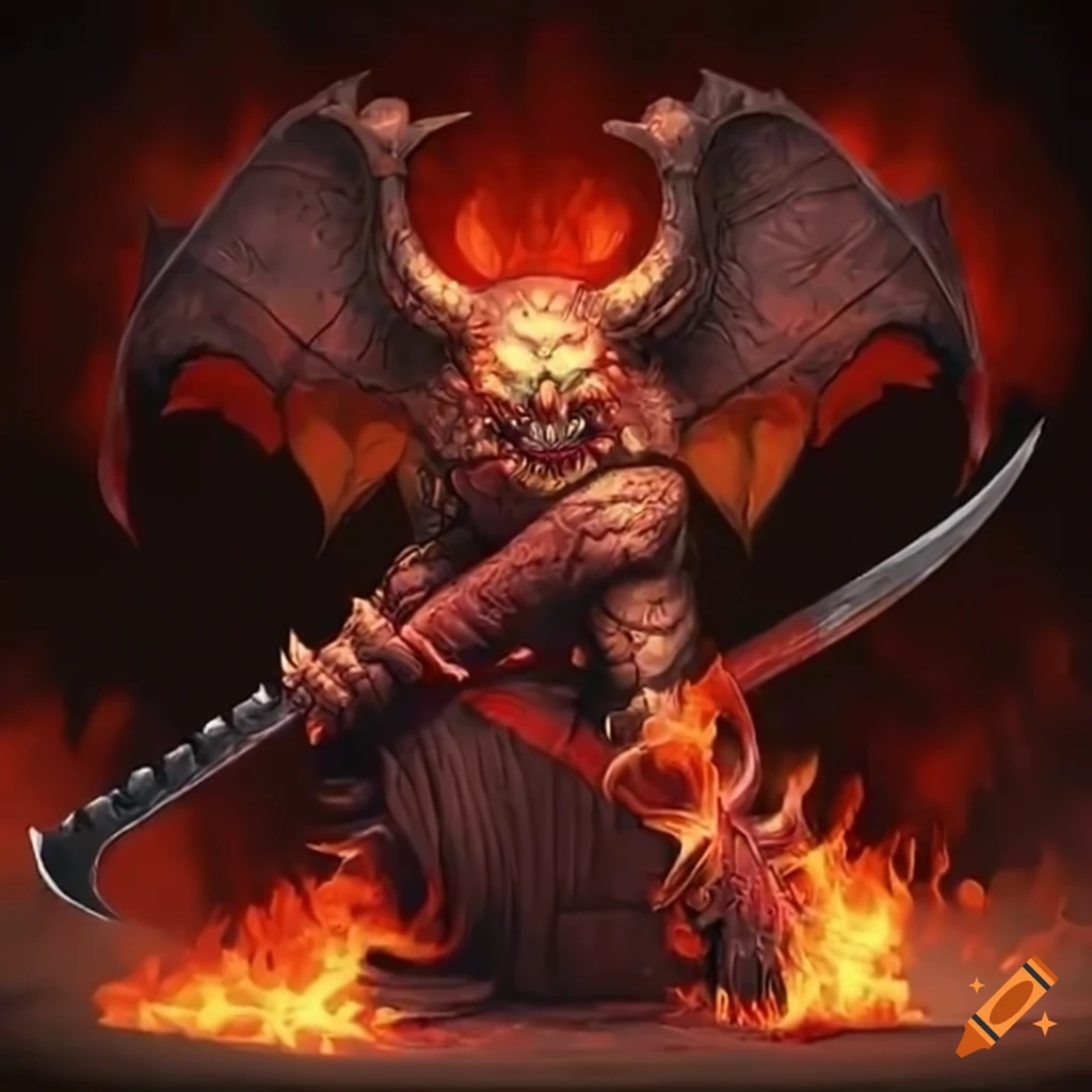 Epic battle between a demon and a warrior on Craiyon