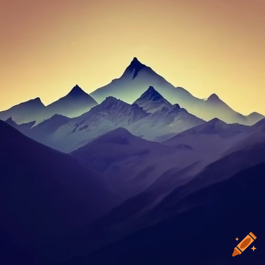 Mountains with a building on Craiyon