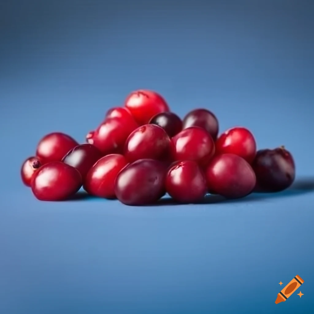 Cranberries on a blue background