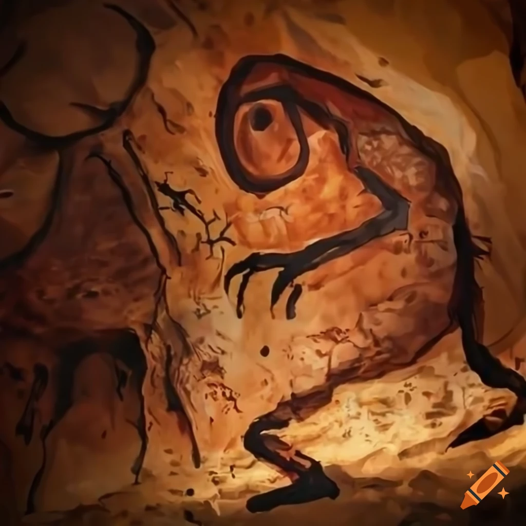 Cave paintings inspired by among us game on Craiyon