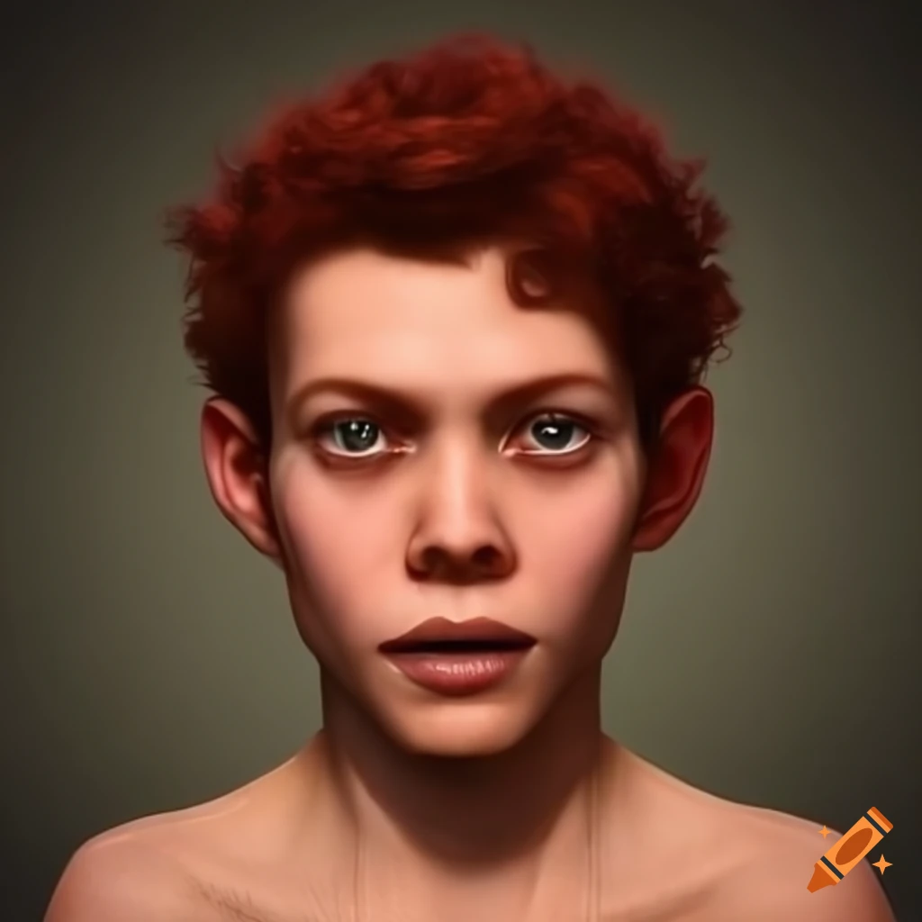 Image of a maroon-haired humanoid alien with pointed ears on Craiyon