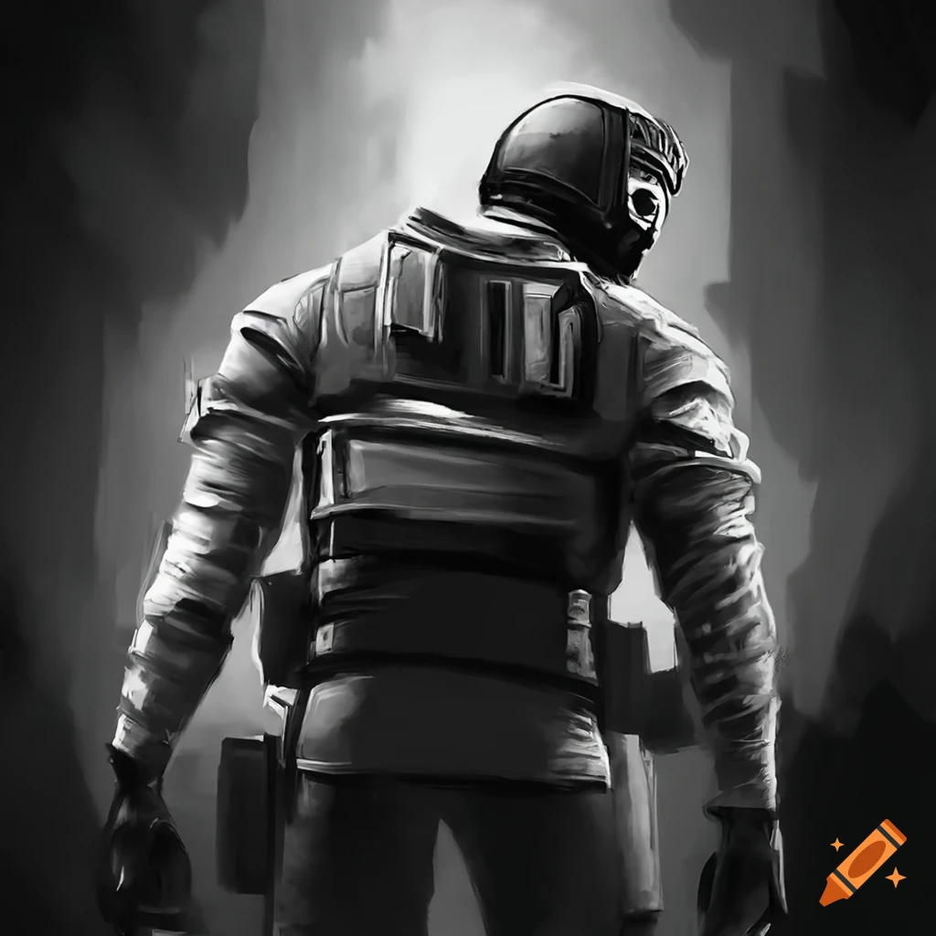 Dynamic illustration of a rainbow six siege battle on Craiyon