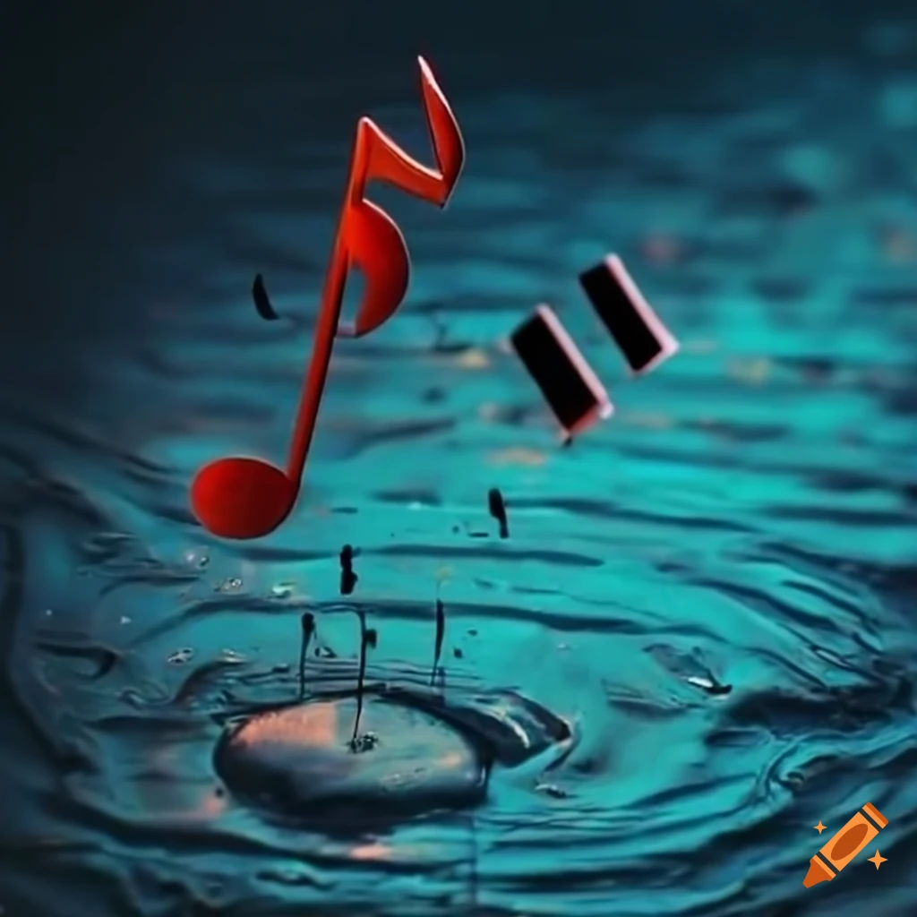 Sheet music with notes falling like raindrops on Craiyon