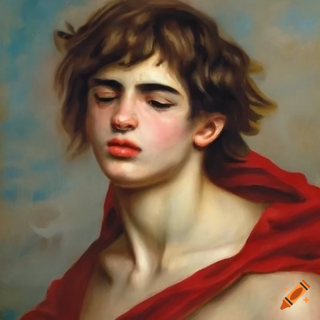 Detailed painting of a confident male god of beauty on Craiyon