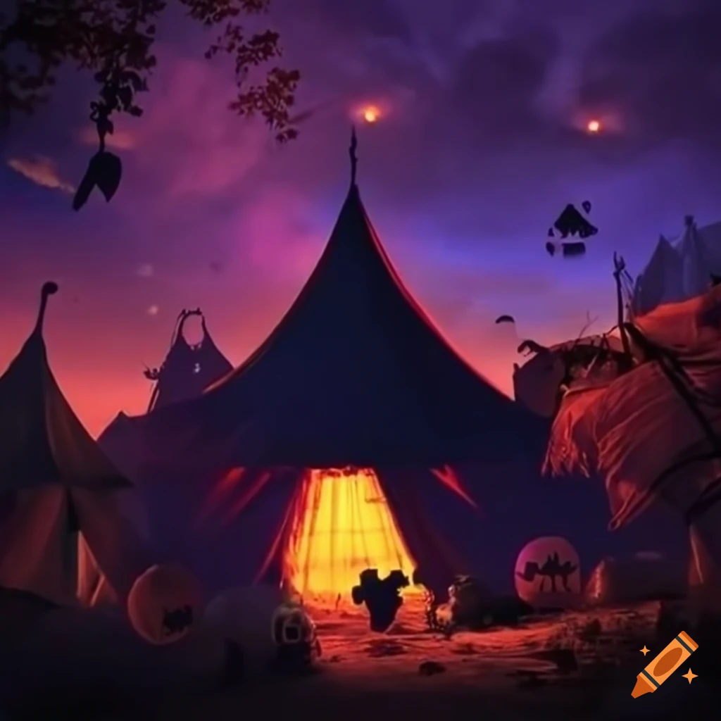 Spooky halloween fair with a circus tent on Craiyon