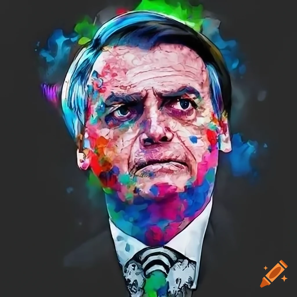 Artistic portrait of Bolsonaro with an epic expression on Craiyon