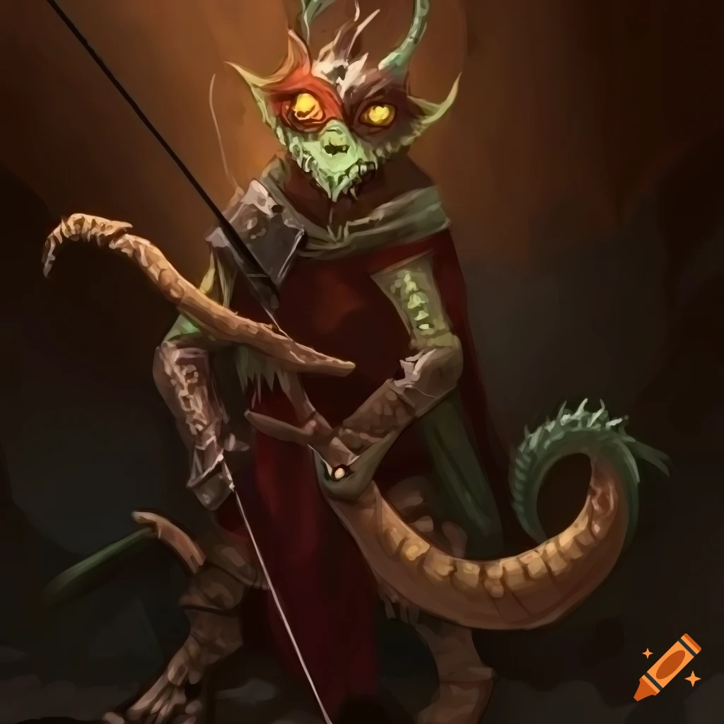 Kobold with a bow in a dungeon on Craiyon