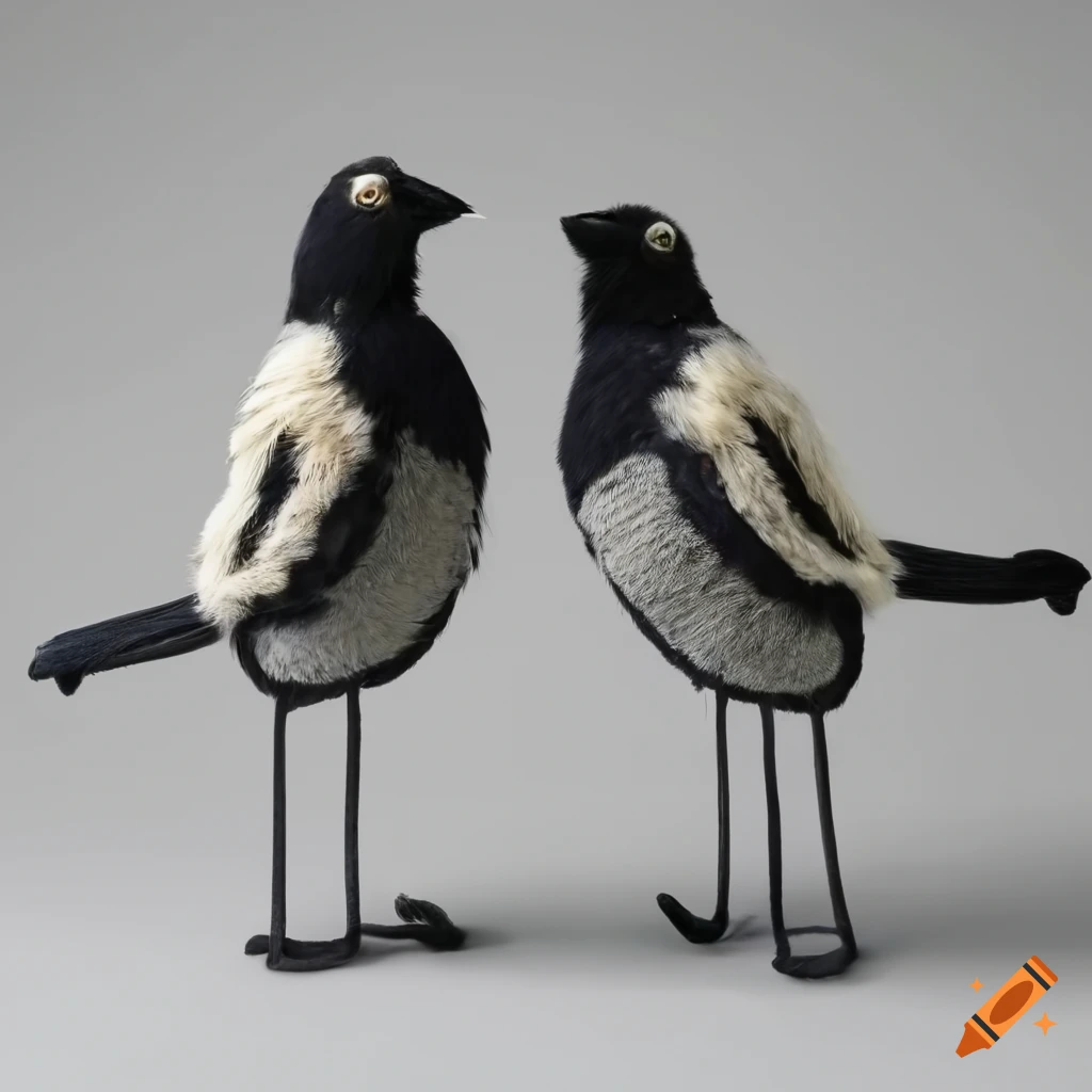 Pair of woolen magpies