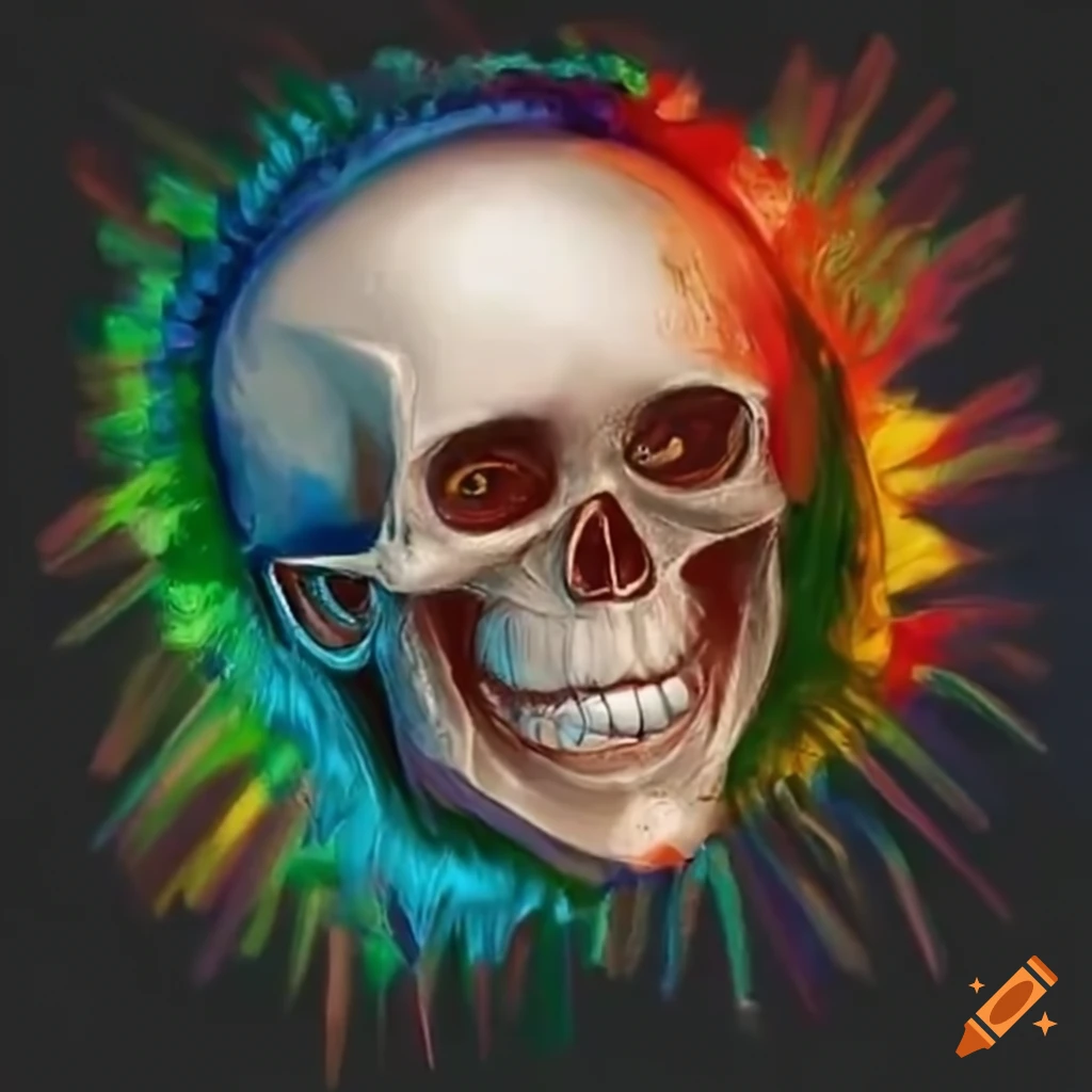 Scary smiling skeleton with glowing head on Craiyon