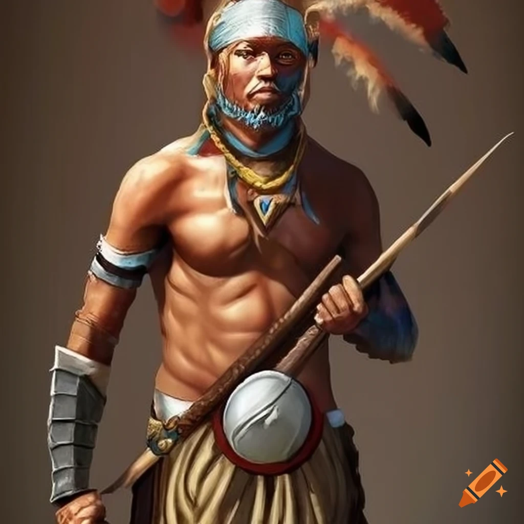 Khoisan warrior in traditional armor