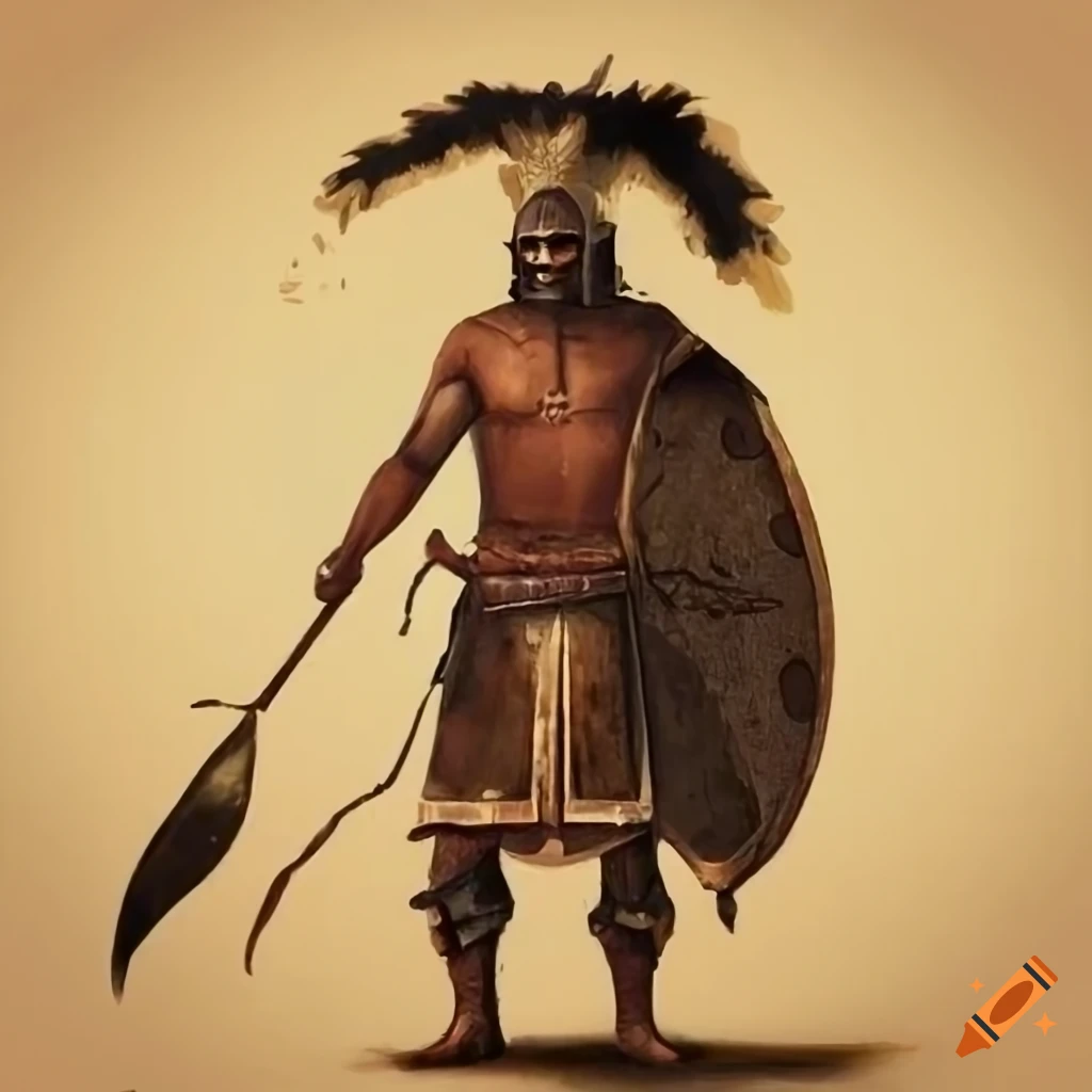 Image of a Khoisan warrior in bronze armor on Craiyon