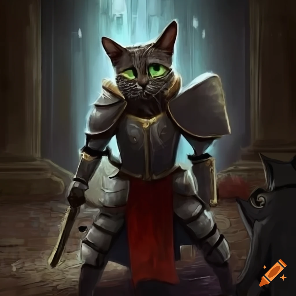 Image of a cat knight on Craiyon