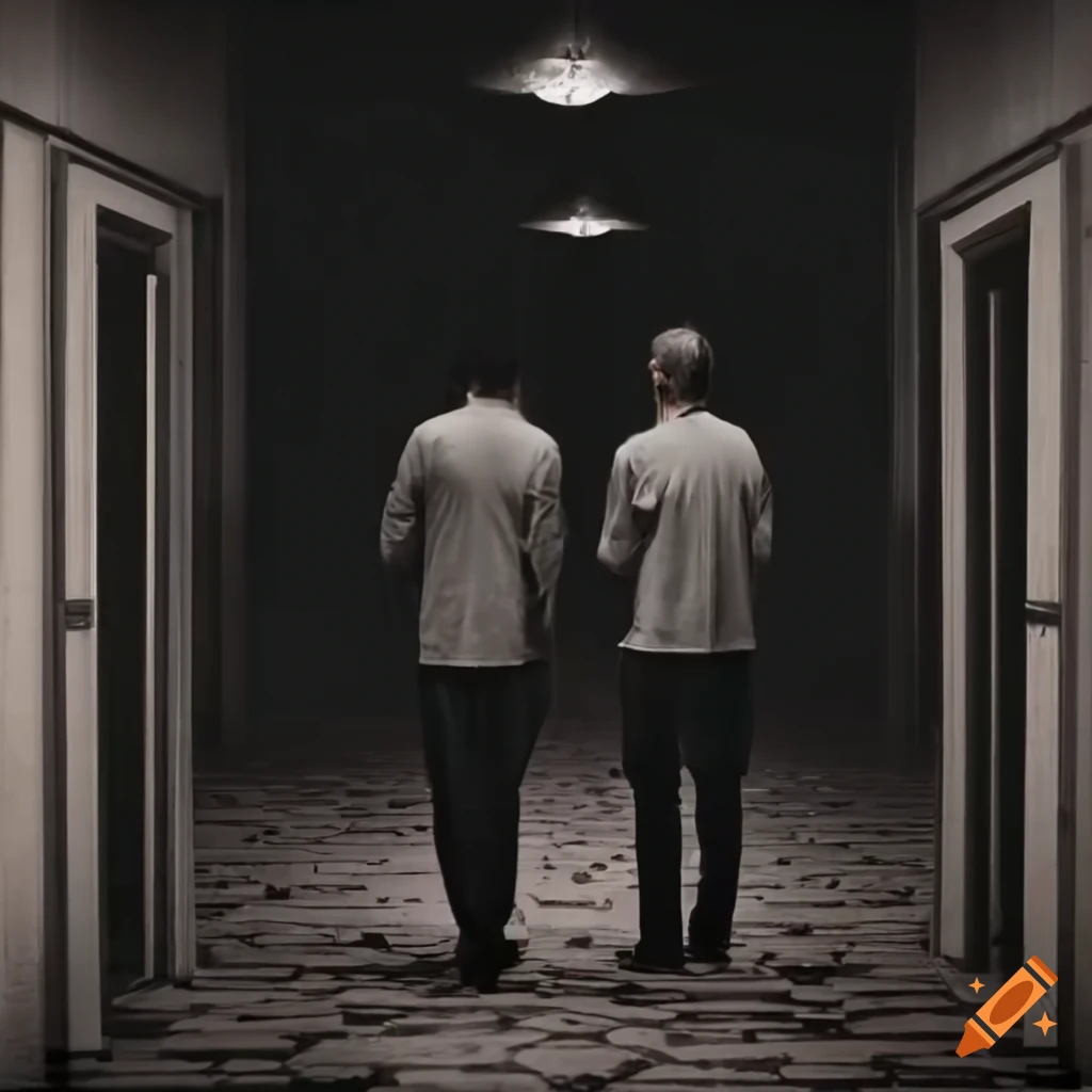 Men Standing In A Spooky Hallway On Craiyon