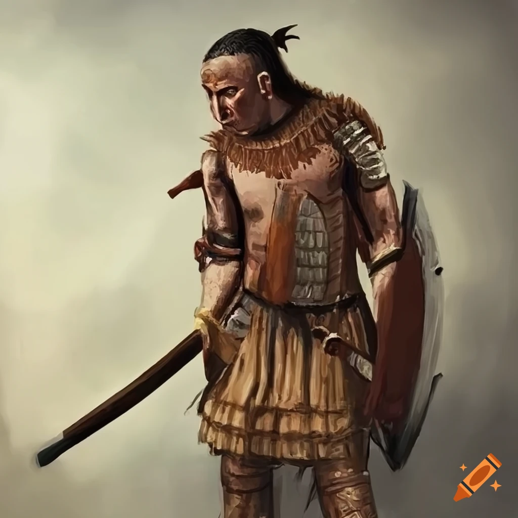 Image of a khoisan warrior in bronze armor on Craiyon