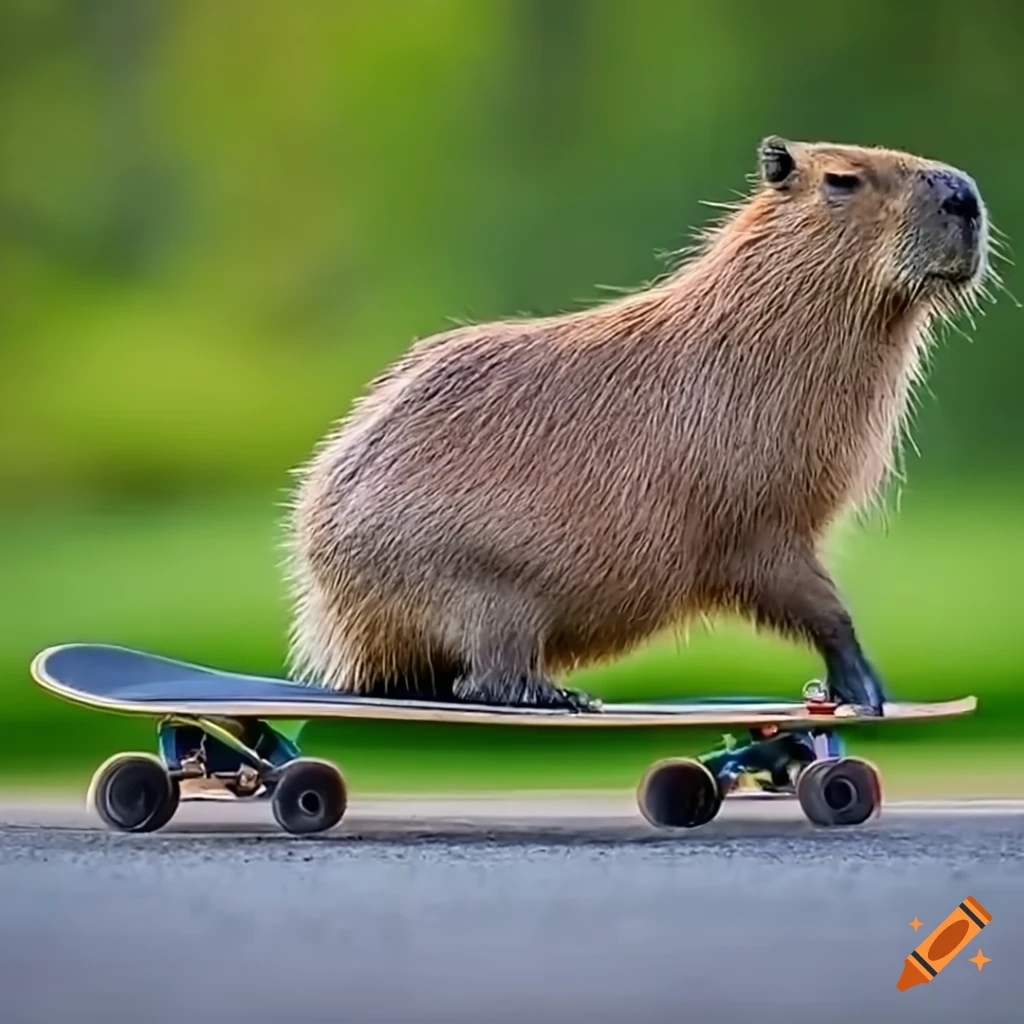 Capybara skateboarding on Craiyon