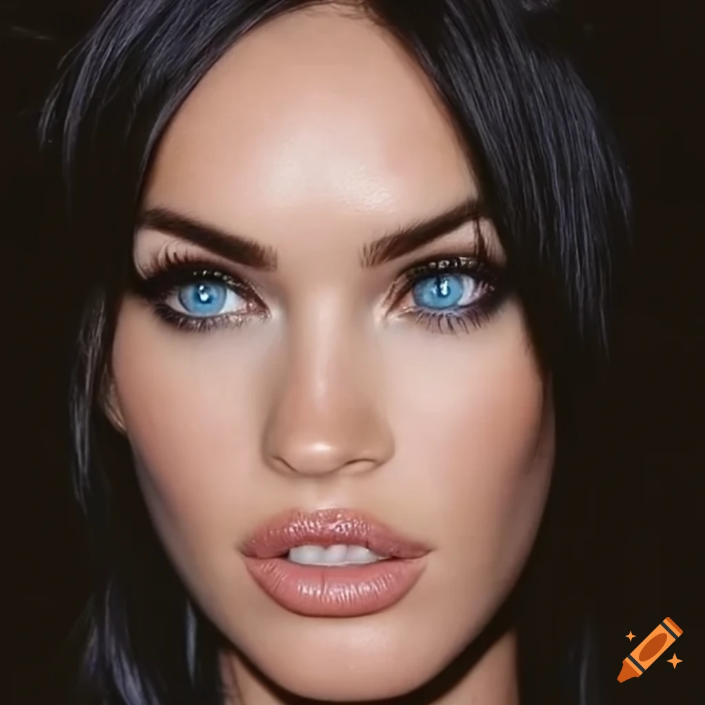 Portrait of megan fox and miley cyrus with yellow eyes on Craiyon